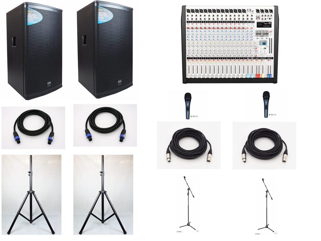 500w RMS/ 2000w Peak 15" Speaker w Powered Mixer PA System Package (20 ...