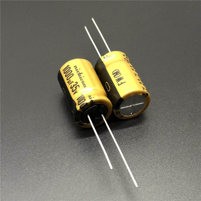 2 Nichicon Gold FW 1000uF 35v Radial Electrolytic Capacitor for Audio ...